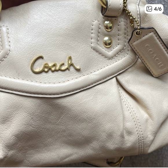 Coach | Bags | Coach Cream Leather Shoulder Bag | Poshmark